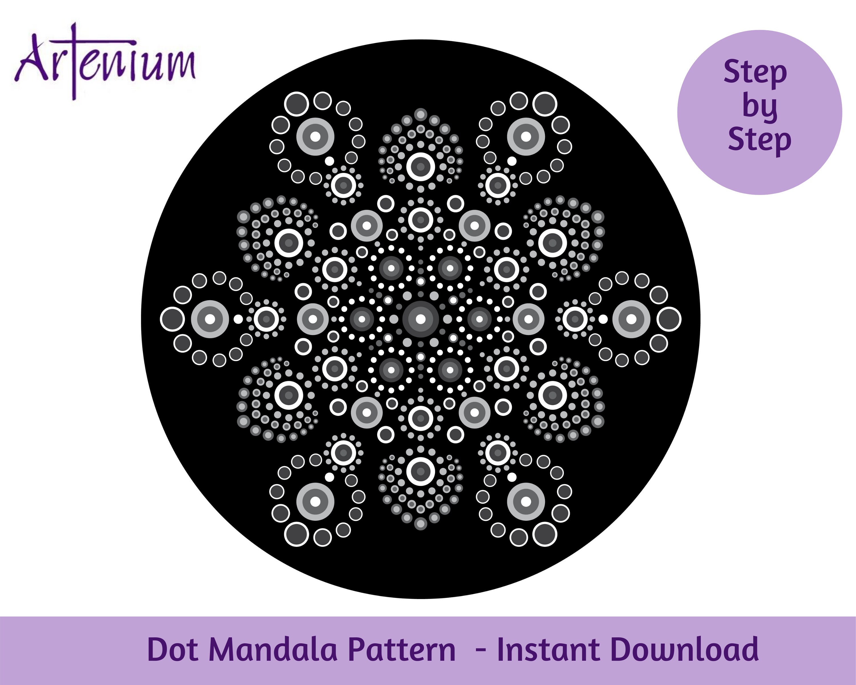 DOT MANDALA PATTERN 4 Digital Pattern Dot Art Guide Mandala Template ...