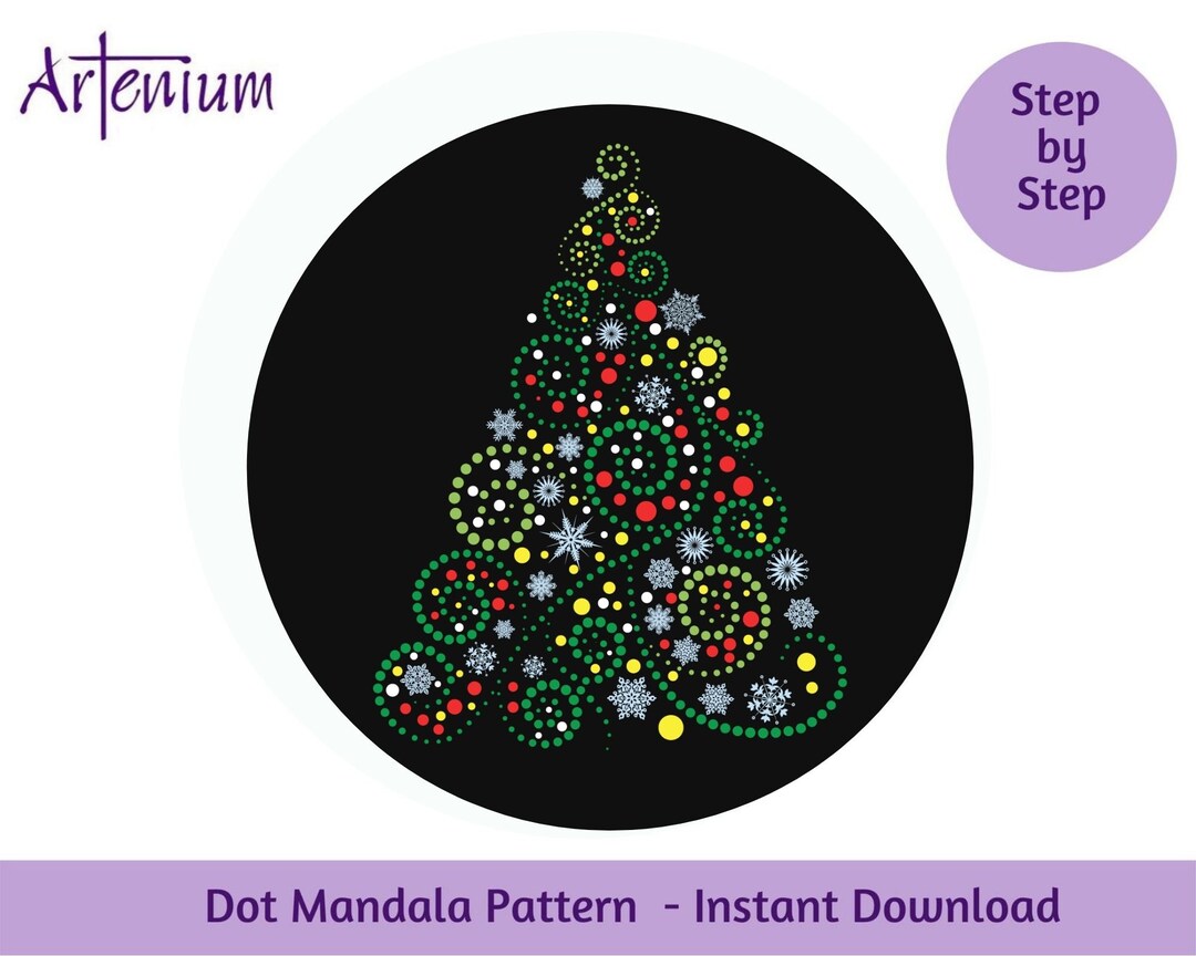 DOT MANDALA PATTERN 70 Christmas Tree Dot Art Guide Mandala Template ...