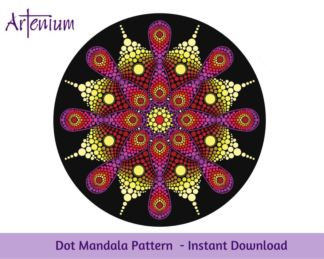 DOT ART Pattern 53 Dot Art Guide Mandala Template Dot Mandala Painting Dotting Art - Etsy