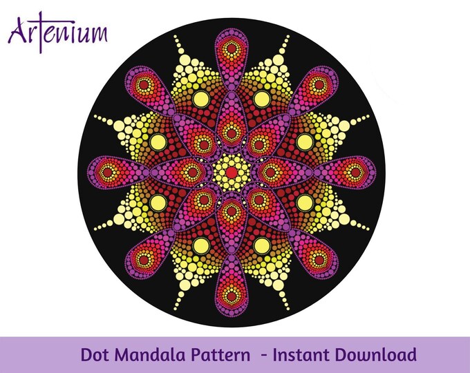 DOT ART Pattern 53 Dot Art Guide Mandala Template Dot Mandala Painting Dotting Art - Etsy