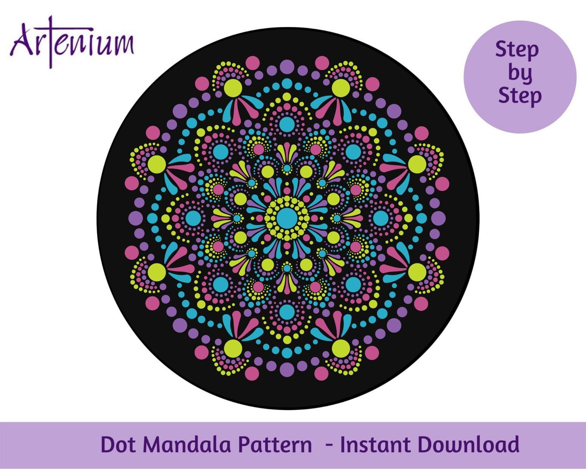 DIGITAL DOT MANDALA Pattern 67 Dot Art Guide Mandala - Etsy