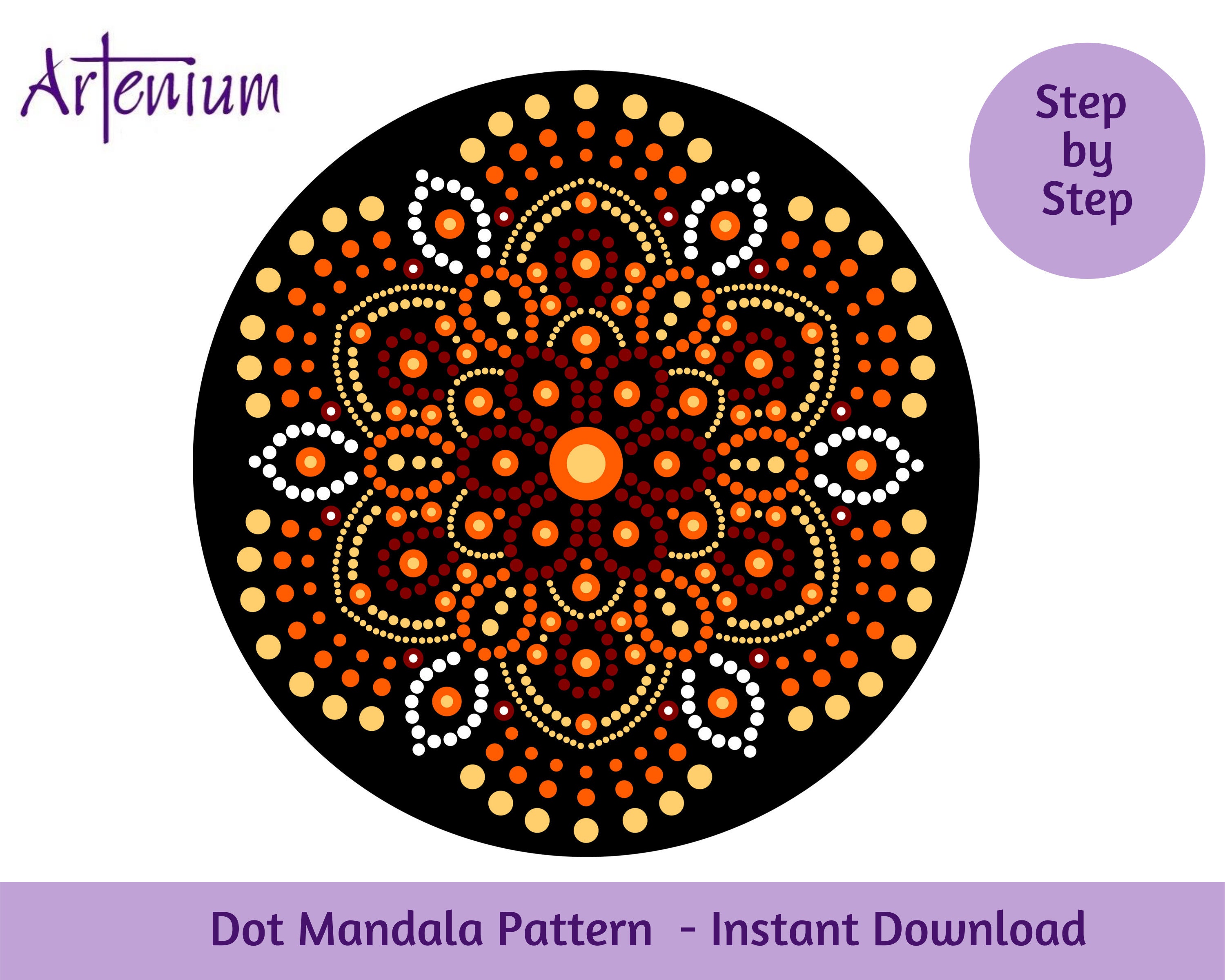 DOT MANDALA PATTERN 9 Digital Pattern Dot Art Guide | Etsy