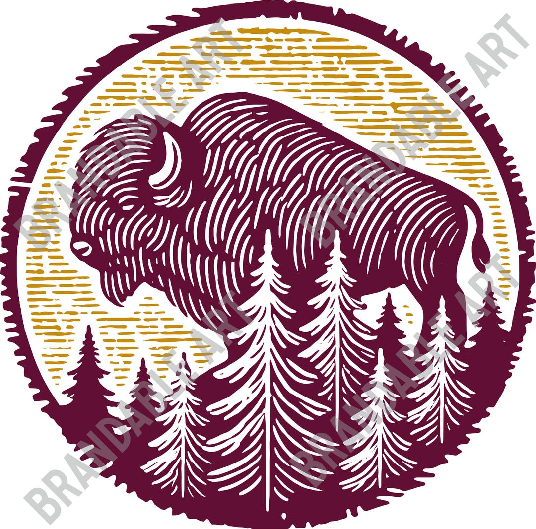 Buffalo Circle Design- Vector Art - Etsy
