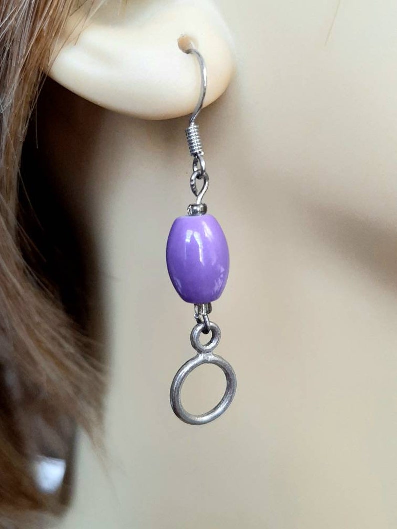 Purple Dangle Earrings Clip-on or Pierced - Etsy