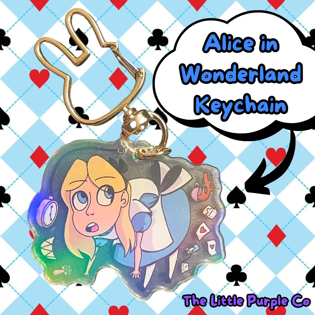 Alice in Wonderland Holographic Acrylic Keychain - Etsy
