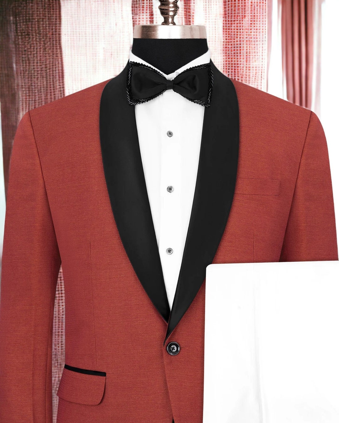 Men's Red Tuxedo Suit - Premium Formal Slim Fit Tuxedo Suit Coat and ...