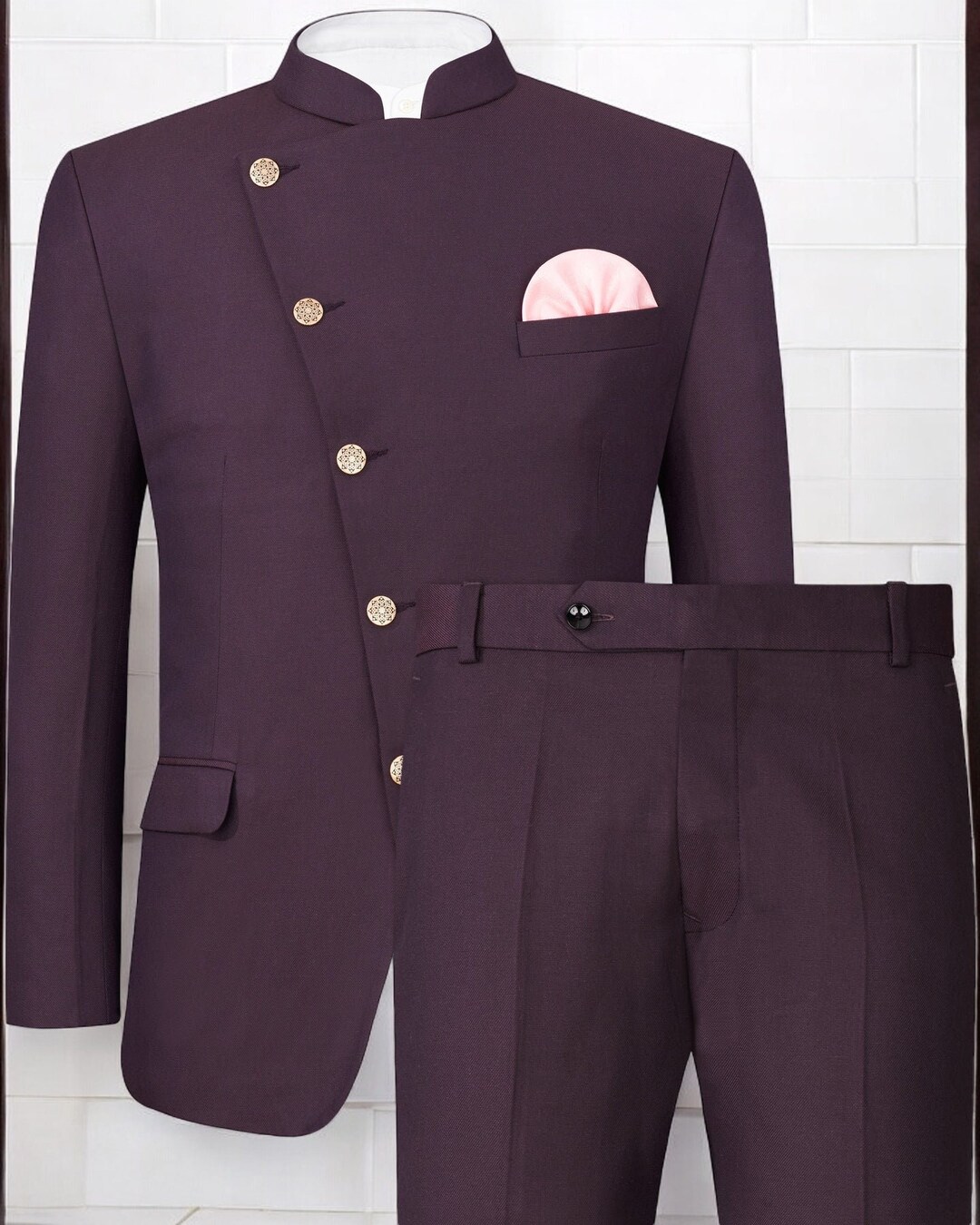Maroon Men Angrakha Jodhpuri Suit: Handcrafted Indian Equestrian ...