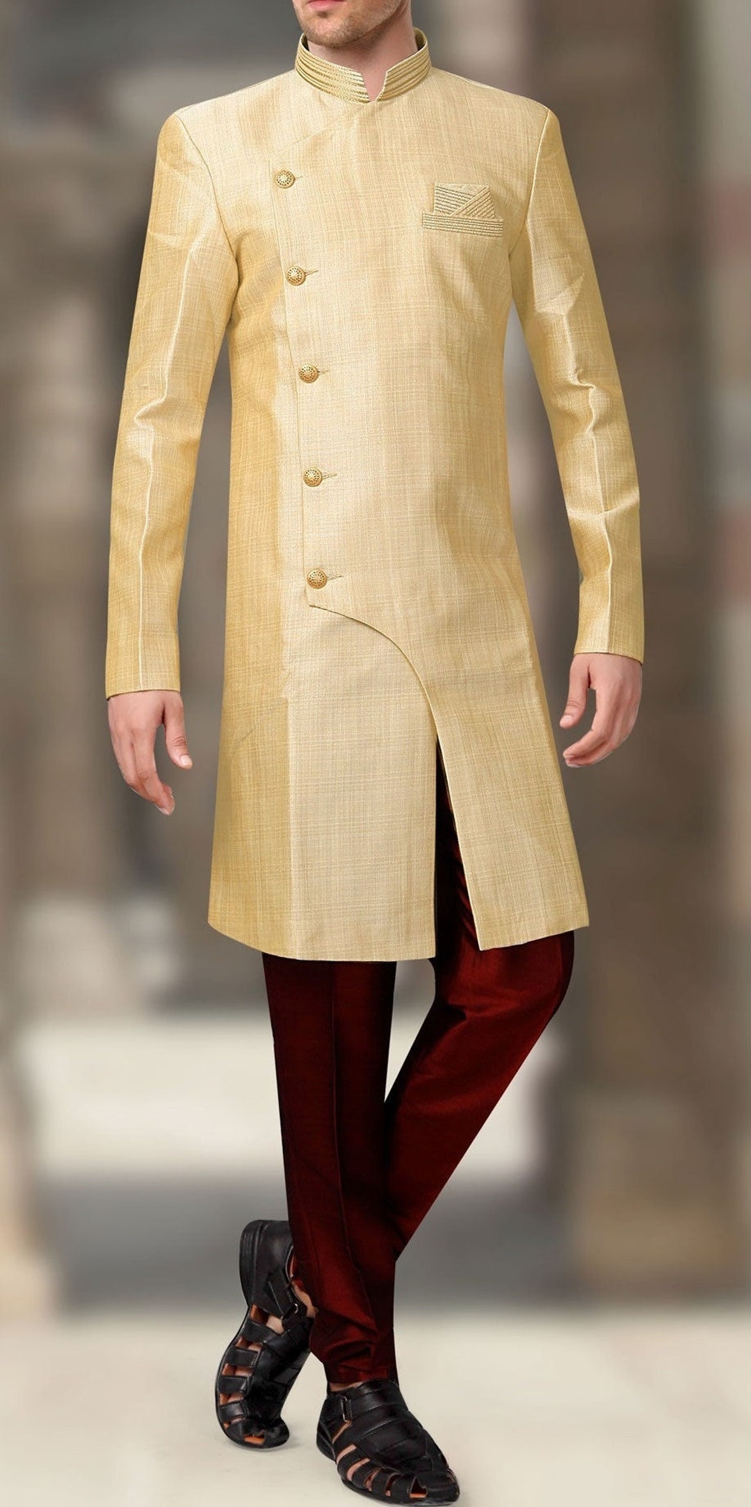 Custom Made Men Nawabi Sherwani Groom Wedding Indo Western - Etsy