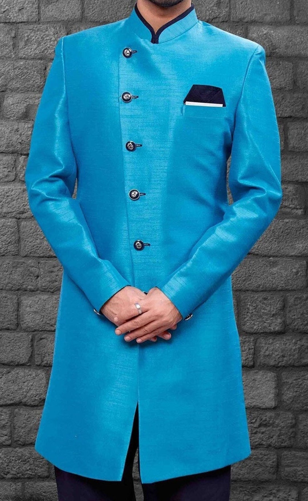 Men's Silk Indo Western Sherwani: Wedding Groom Ethnic Dress - Etsy