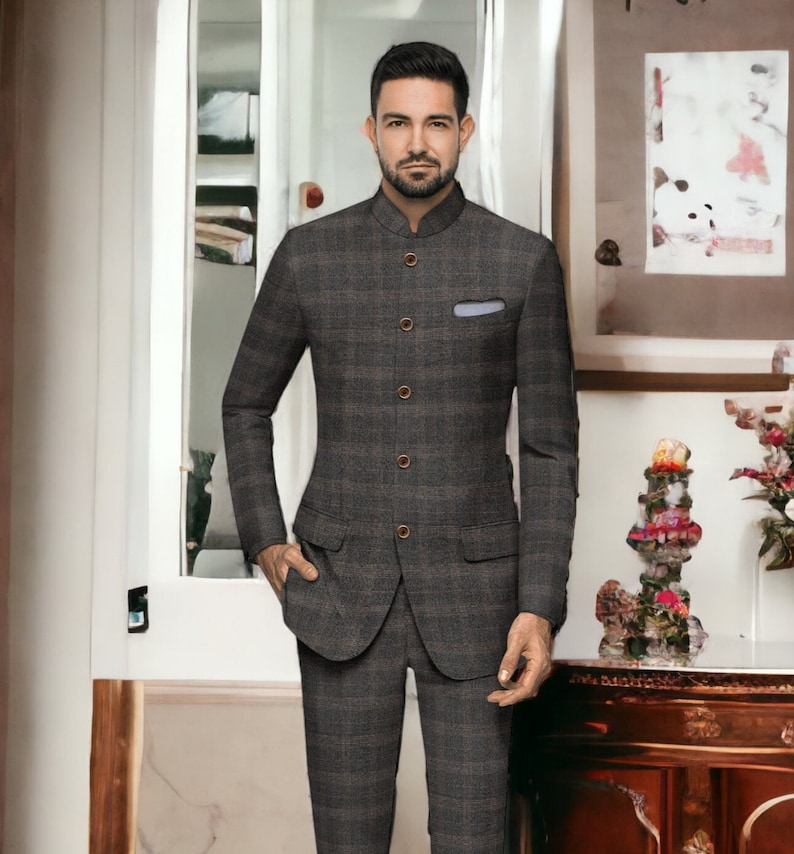 Men Tweed Ckeck Jodhpuri Suit Vintage Elegance With a Modern Twist Men ...