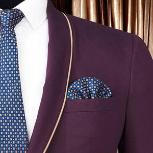 Handcrafted Yellow Piping Designing Tuxedo 3-piece Suit for Unmatched ...