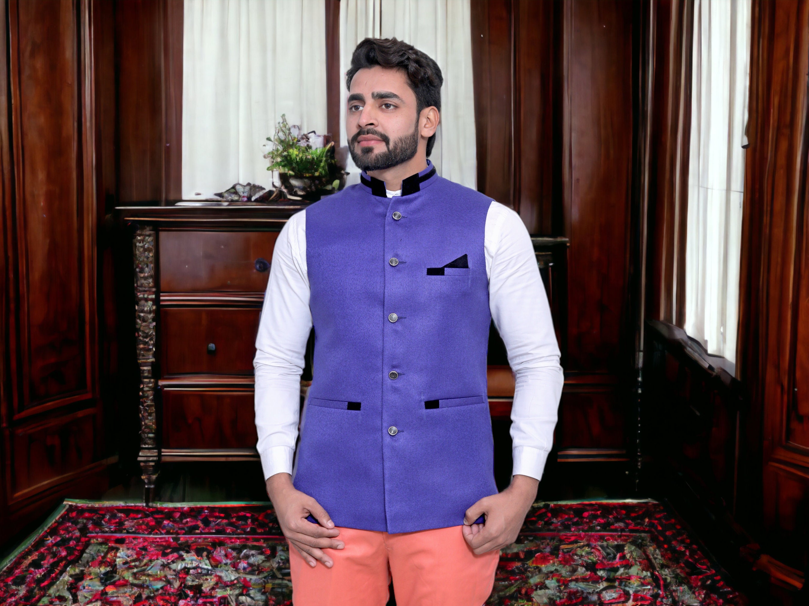 Men Latest Design Jute Nehru Jacket Vest Traditional Indian - Etsy