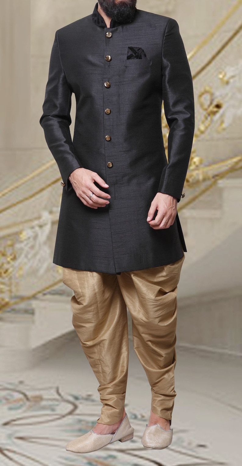 Indian Solid Dress Sherwani for Men Wedding Partywear Achkan Jodhpuri ...