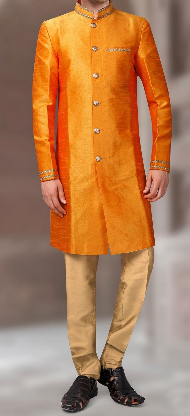 Men's Silk Indo Western Sherwani: Wedding Groom Ethnic Dress - Etsy
