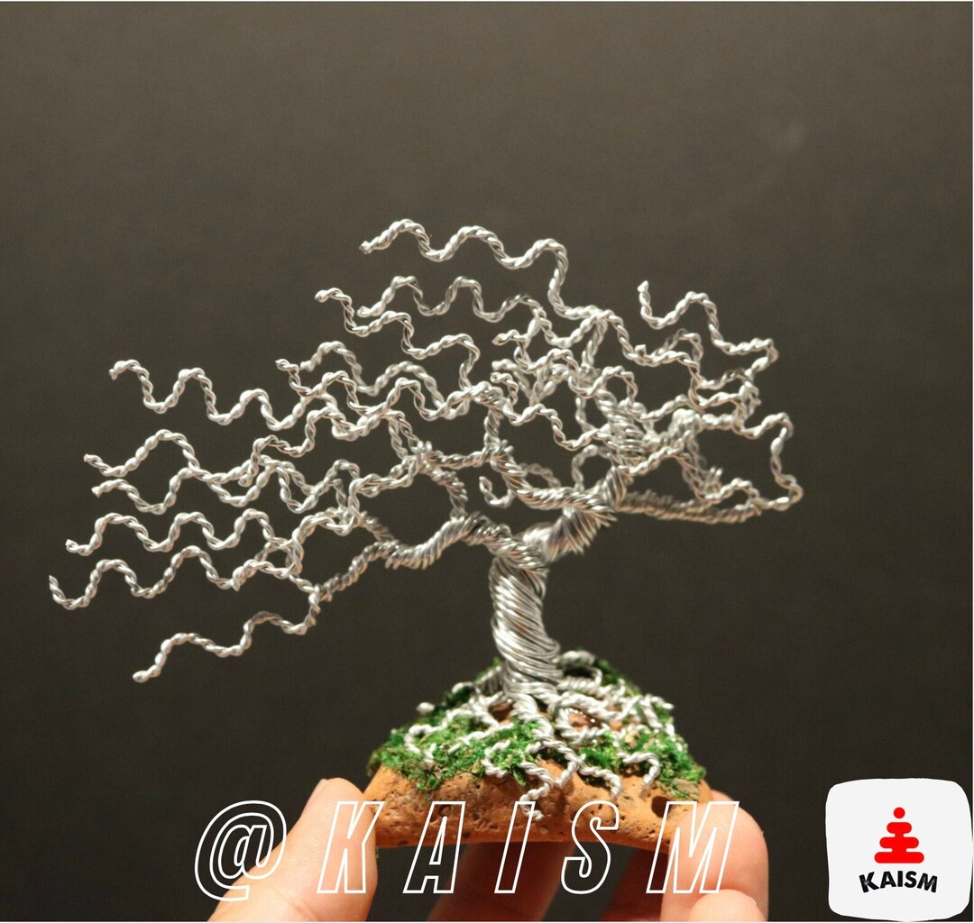 SILVER Miniature Wind-blown Wire Bonsai Tree Sculpture Handcrafted - Etsy