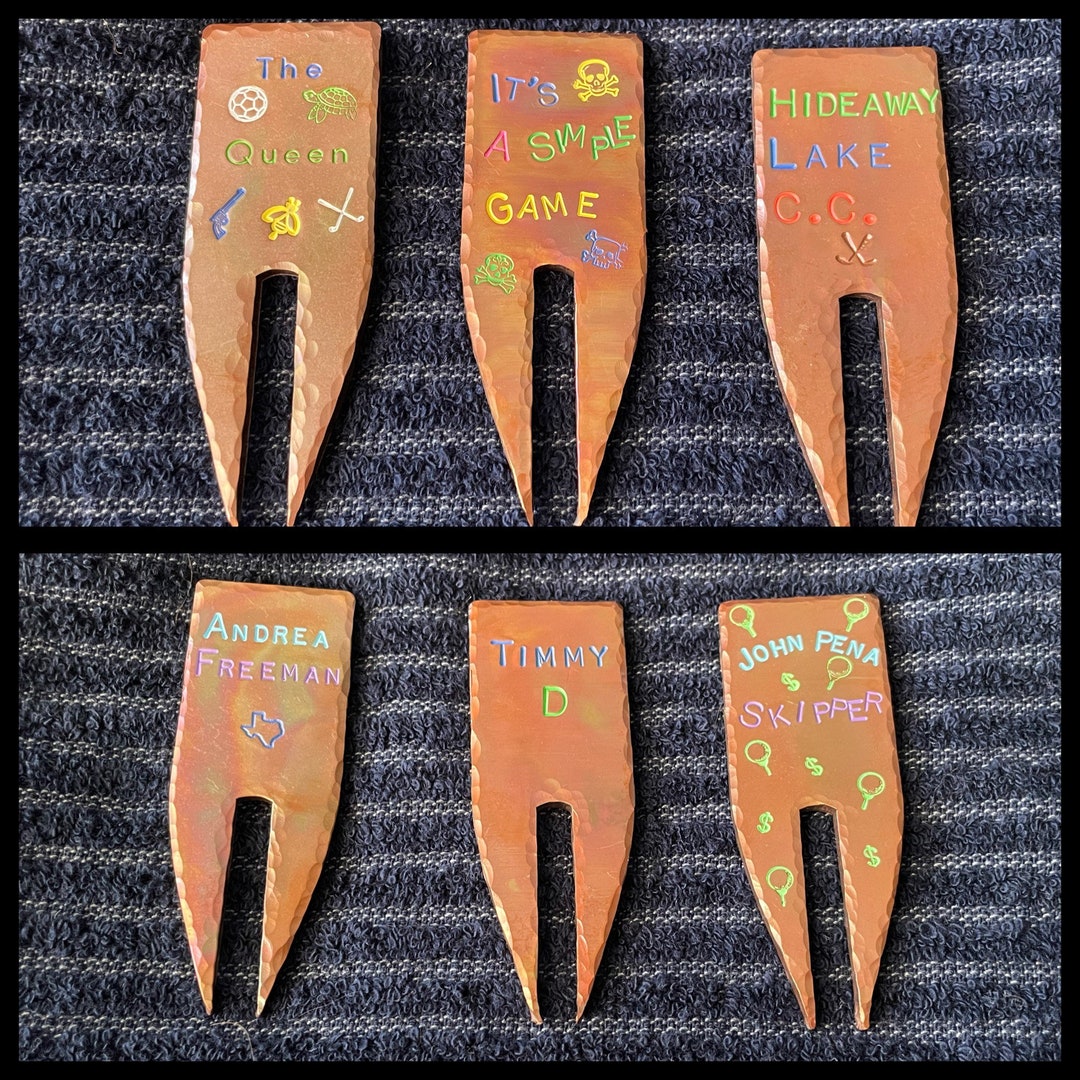 Custom Golf Ball Mark Tool / Divot Tool - Hand Stamped & Painted - ANY ...