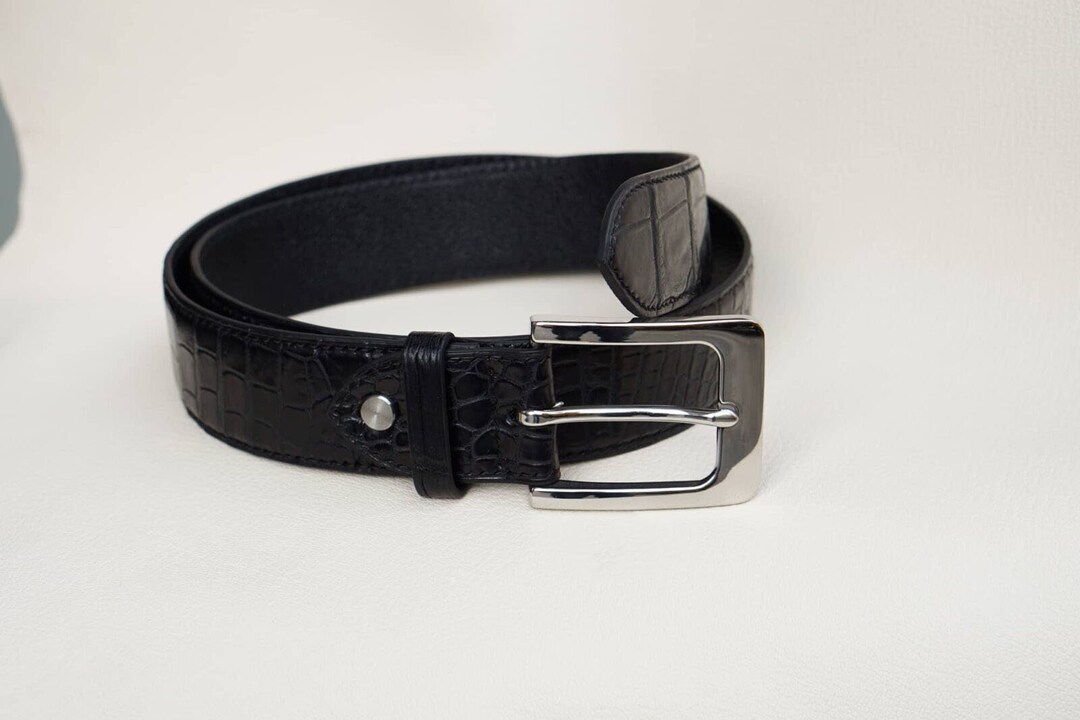 Black Alligator Leather Belt, Full Grain Alligator Leather Belt for Men ...