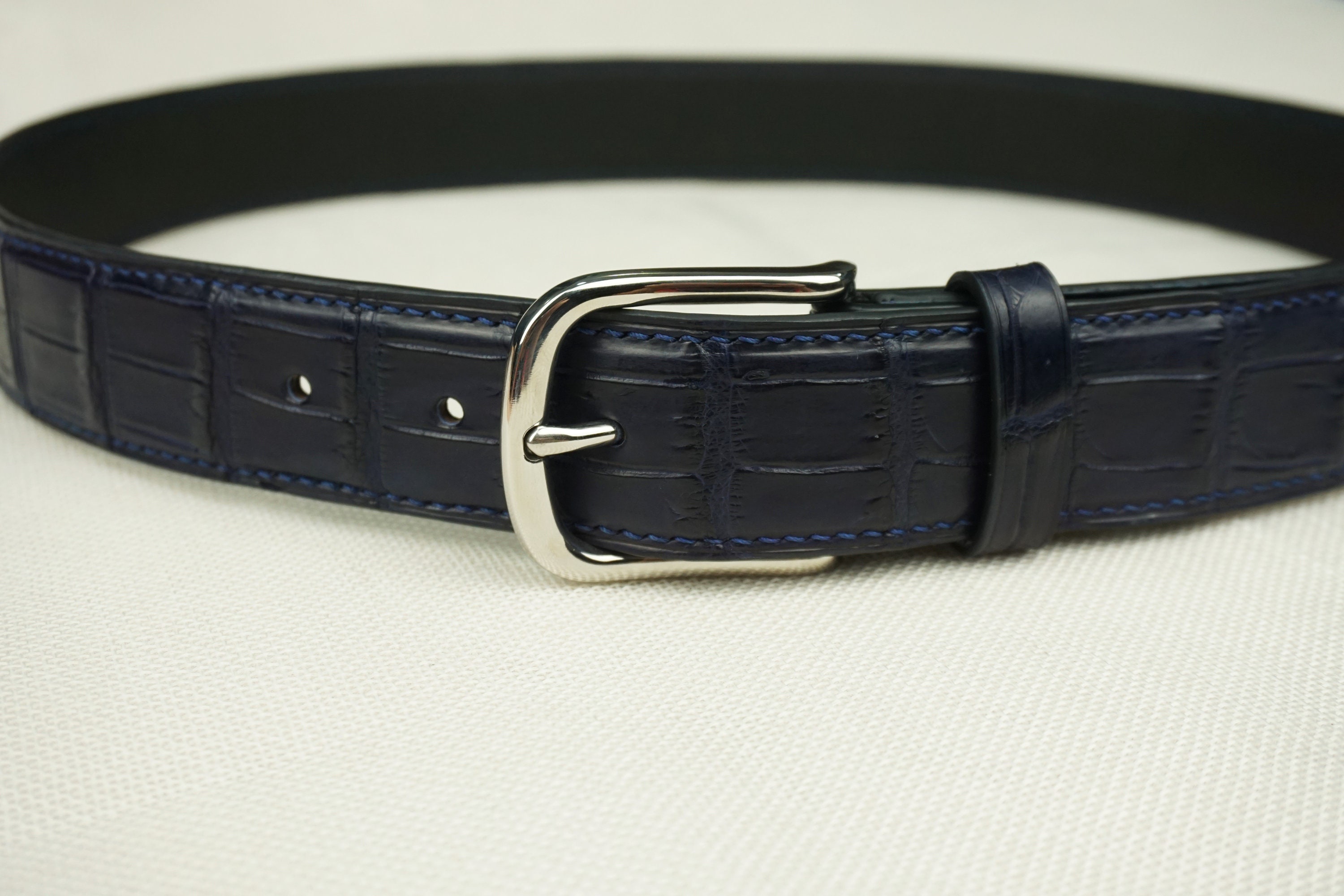 Dark Blue Alligator Belt Handmade Leather Belt. Long Lasting - Etsy