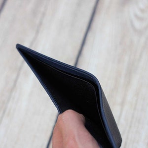 Handmade Goat Leather Bifold Wallet, Alran Sully Leather Wallet. Navy ...