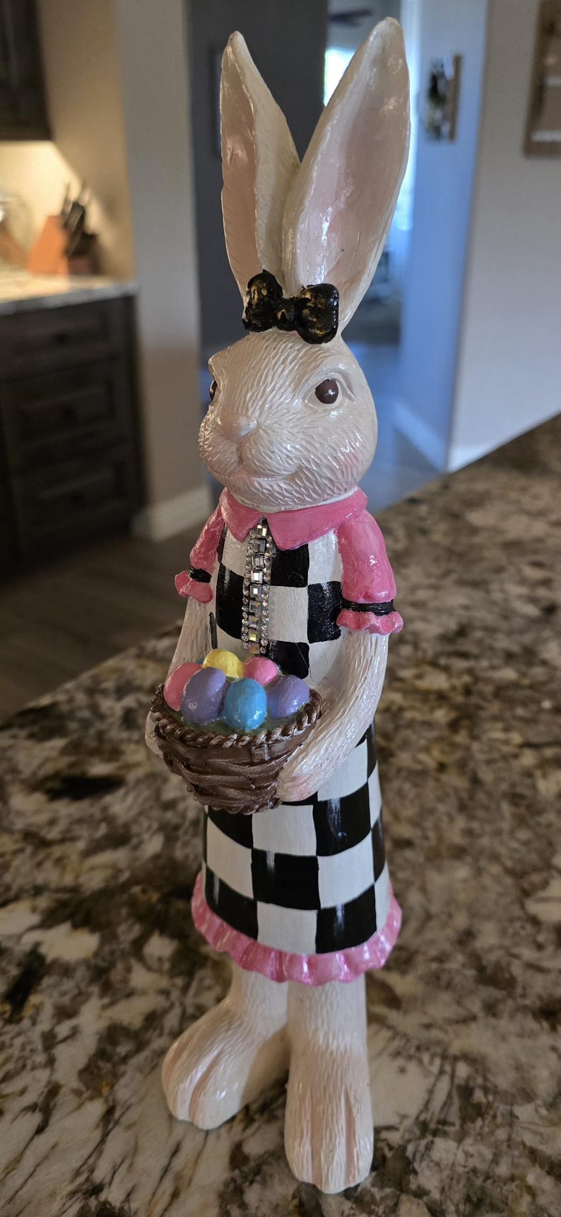 Easter Bunny Figurine-whimsical Black and White Checkered Style Spring ...