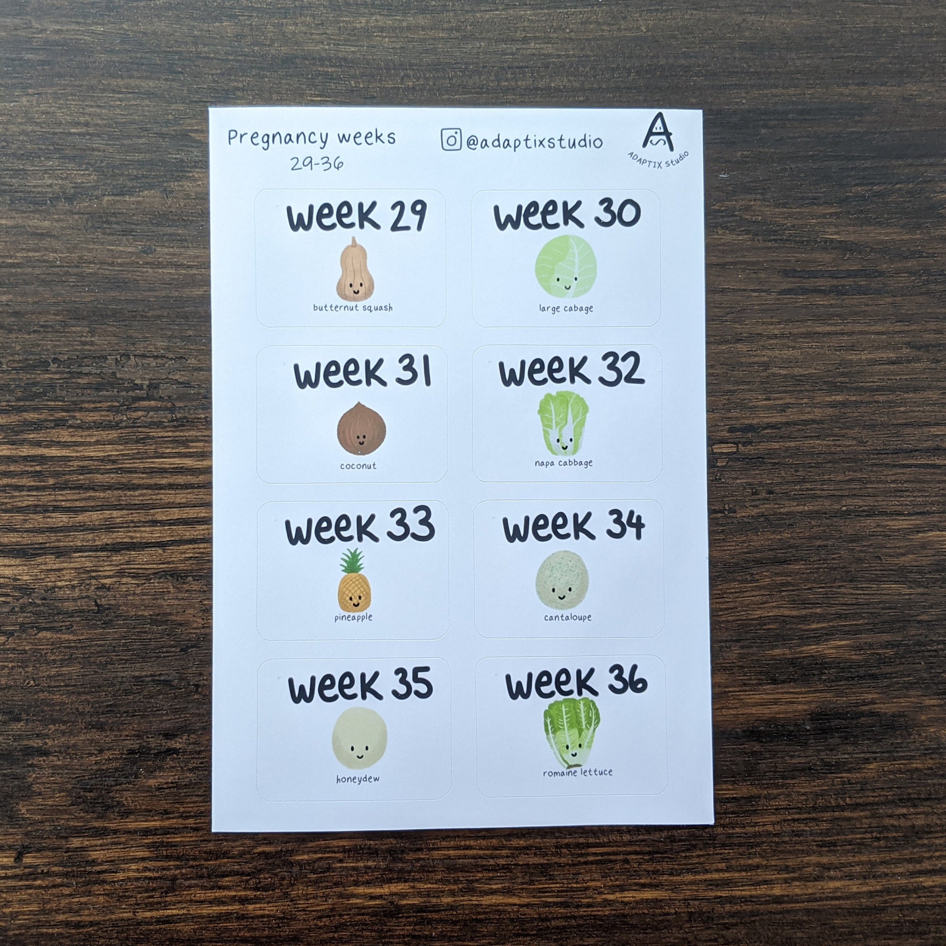 Pregnancy Weeks Fruits and Vegetables Stickers - Etsy Canada