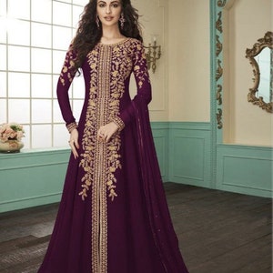 Exclusive Faux Georgette Gown With Heavy 5 Mm Embroidery - Etsy