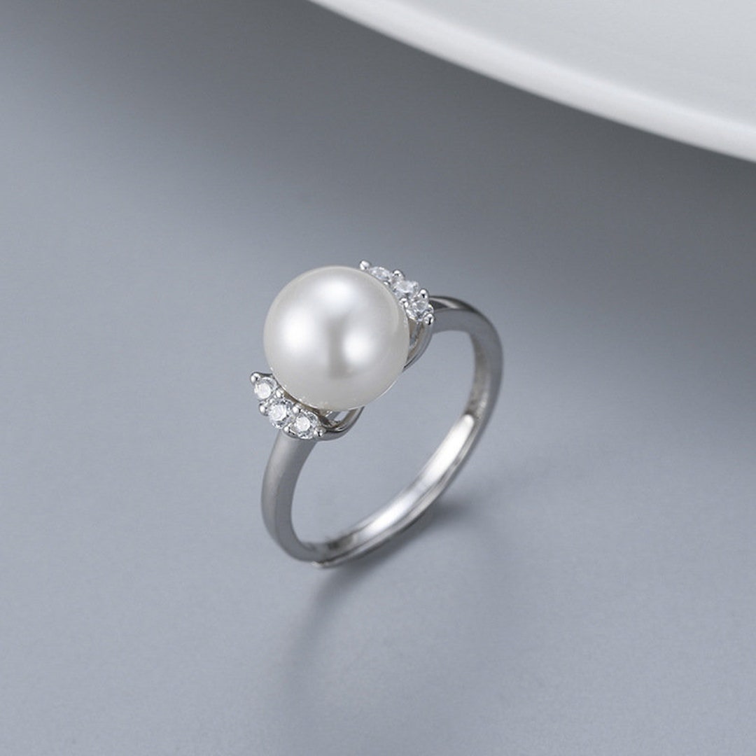 925 Sterling Silver Ring Setting for Pearl /gems, Adjustable Pearl Ring ...