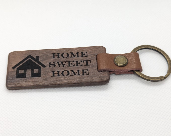Home Sweet Home Keychain, Wooden Keychain, Realtor Gift, Housewarming ...