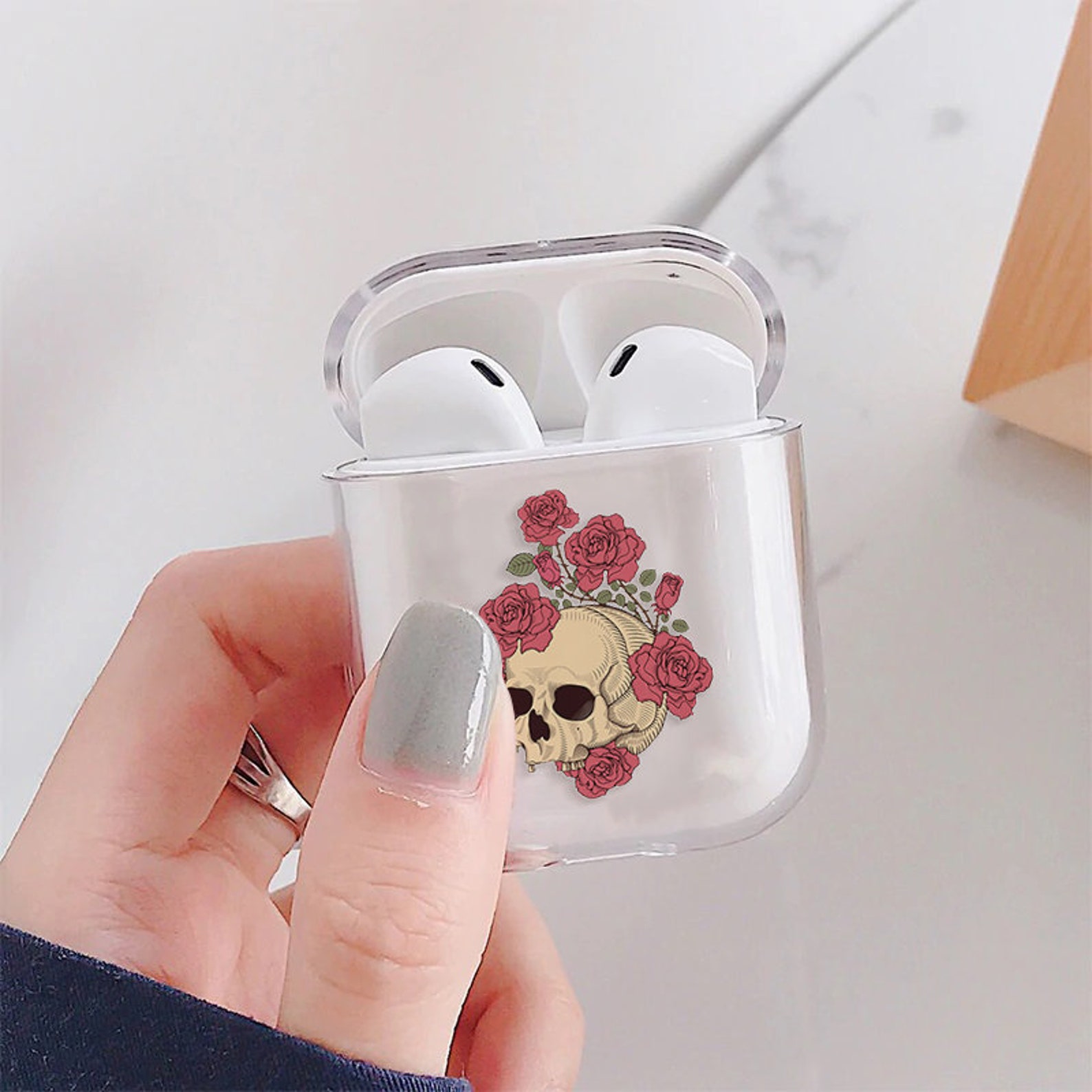 Skull Roses Airpod Case Airpods Pro Case Airpod Case Keychain - Etsy