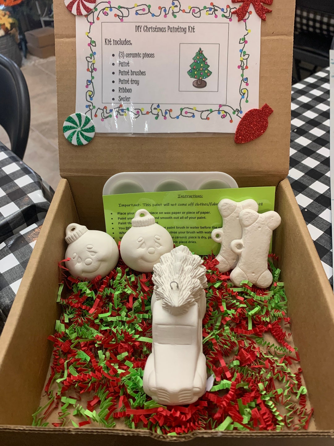 DIY Ornament Paint Kit | Ceramic Christmas Craft Kit | Truck & Dog Bone ...