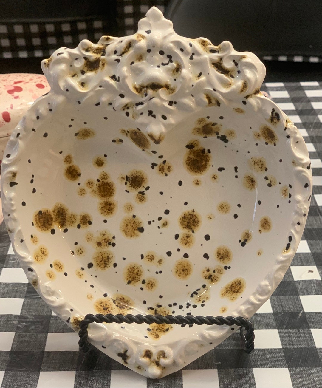 Hand-painted Ceramic Heart Dish – Handmade Valentine Décor, Keepsake or ...