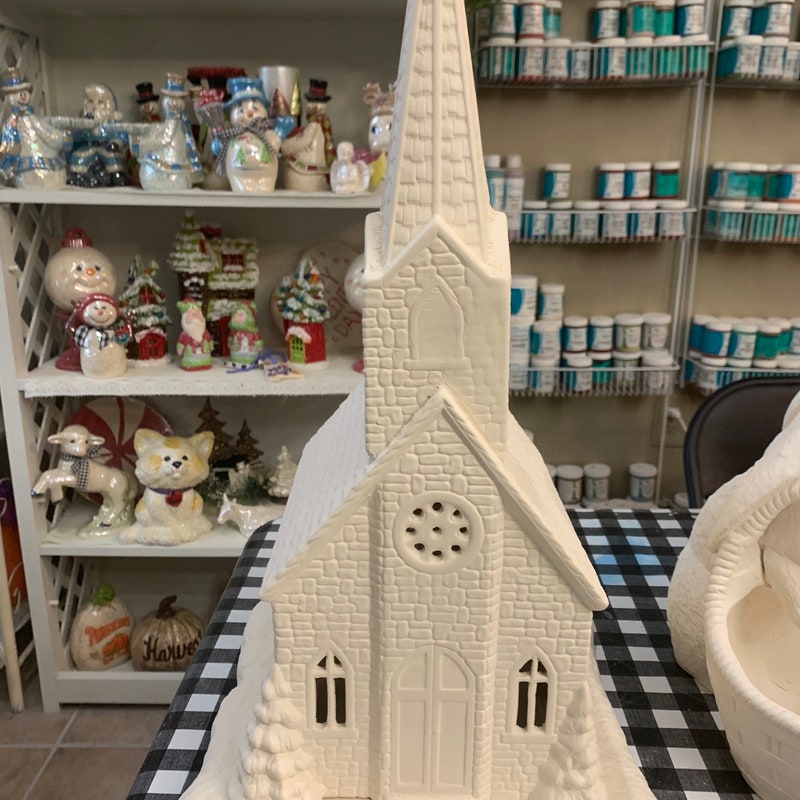 Lighted Ceramic Church - Etsy
