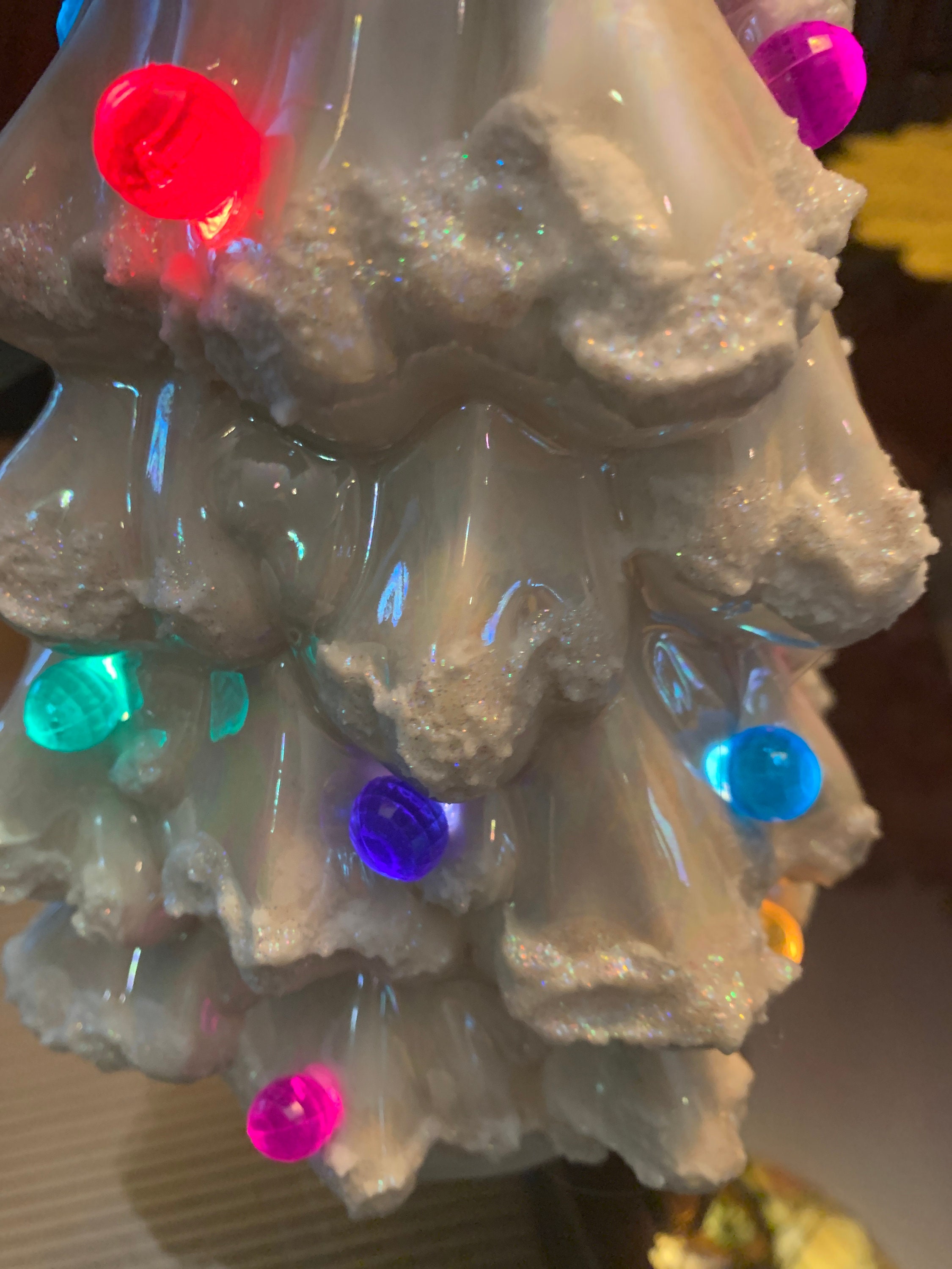 Hand-painted Ceramic Christmas Tree – Mother of Pearl Lighted Tree With ...