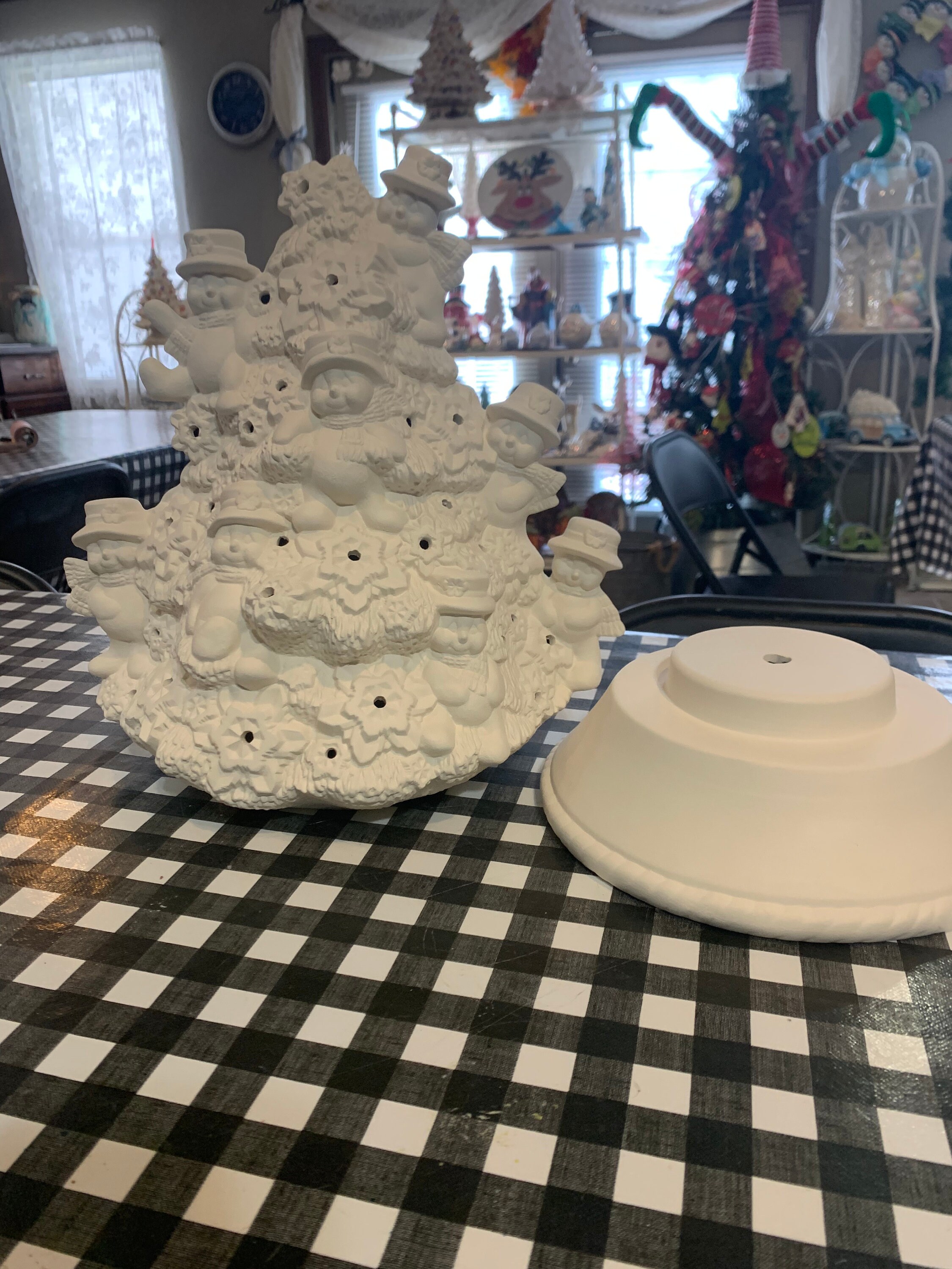 Snowman Christmas Tree Bisque Ready to Paint Ceramic DIY Pottery ...