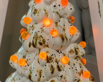 Hand Painted Ceramic Christmas Tree Lighted - Etsy