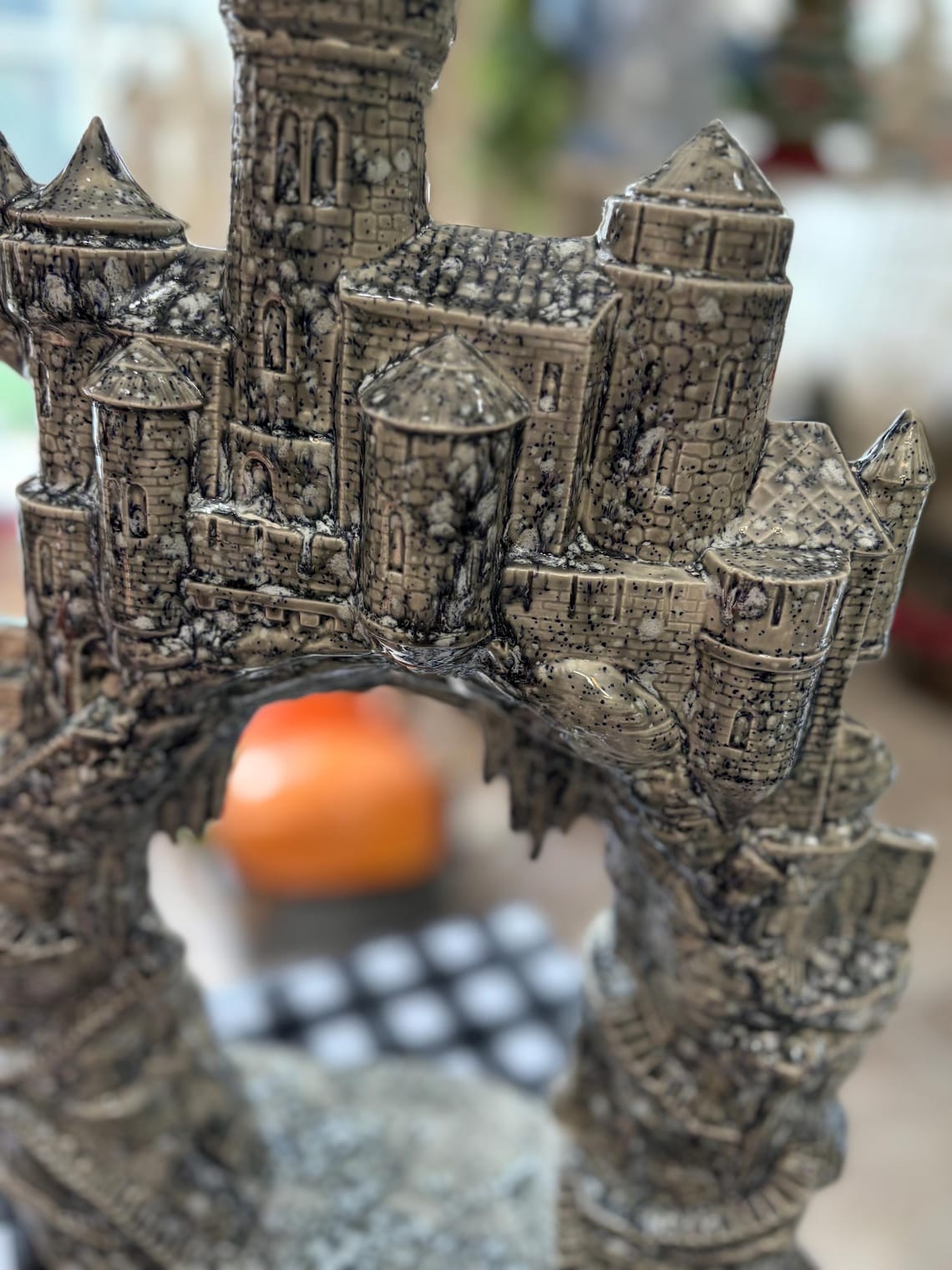 Hand-painted Ceramic Castle – Cosmic Black Crystal Finish, Handmade ...
