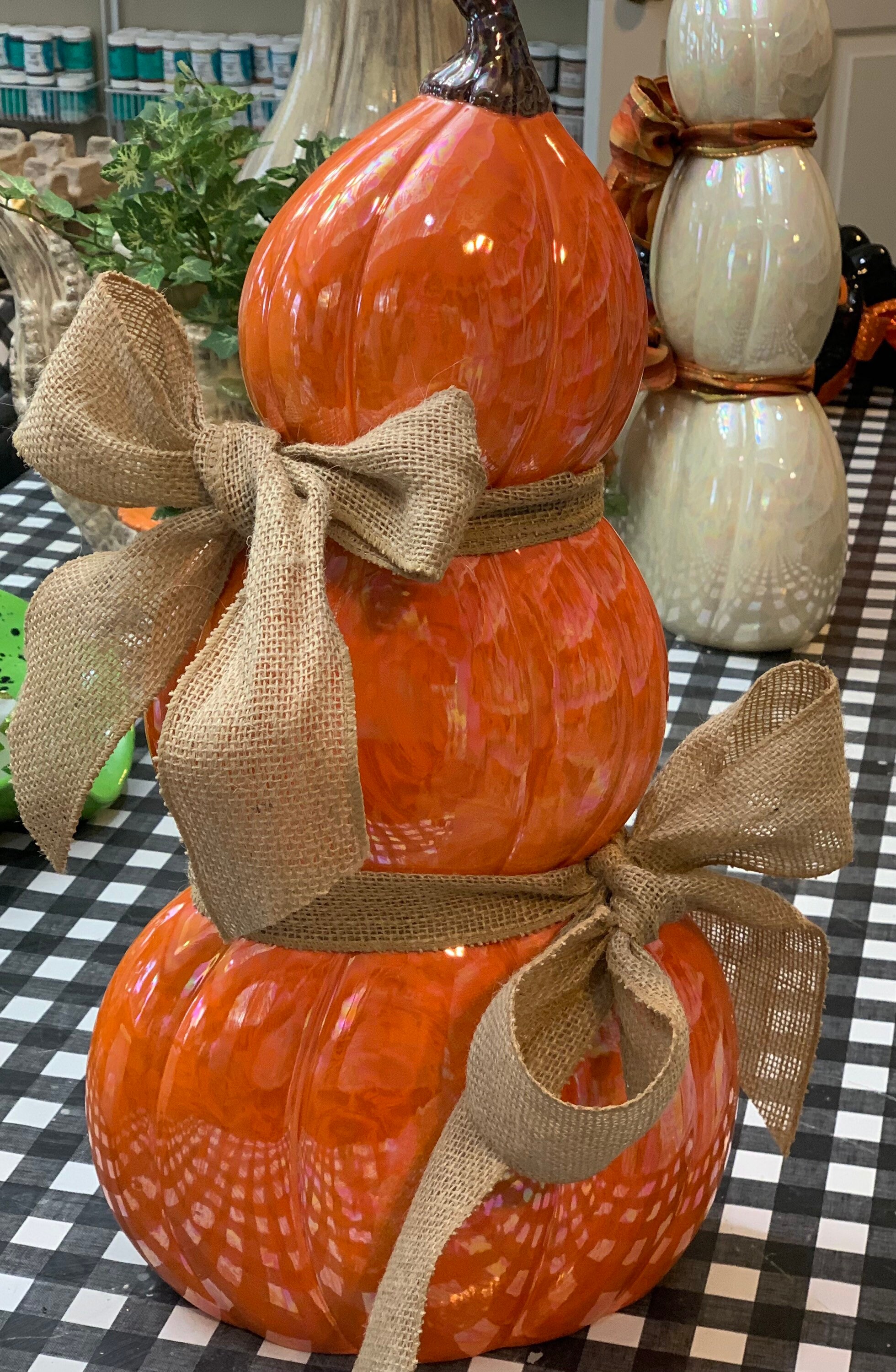 Ceramic Mother of Pearl Pumpkin Stack - Etsy