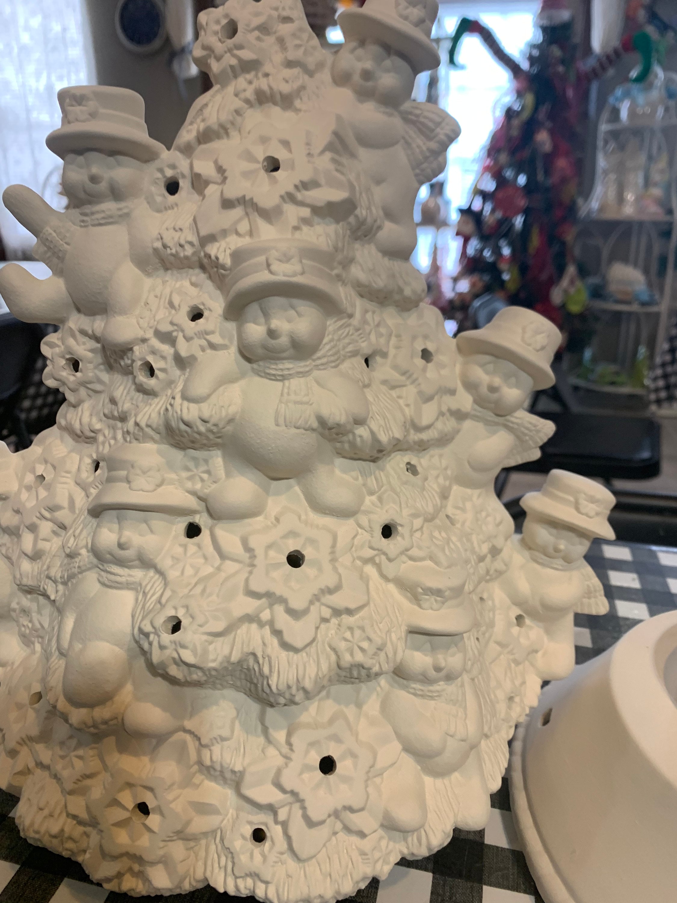 Ceramic Bisque Snowman Tree - Etsy