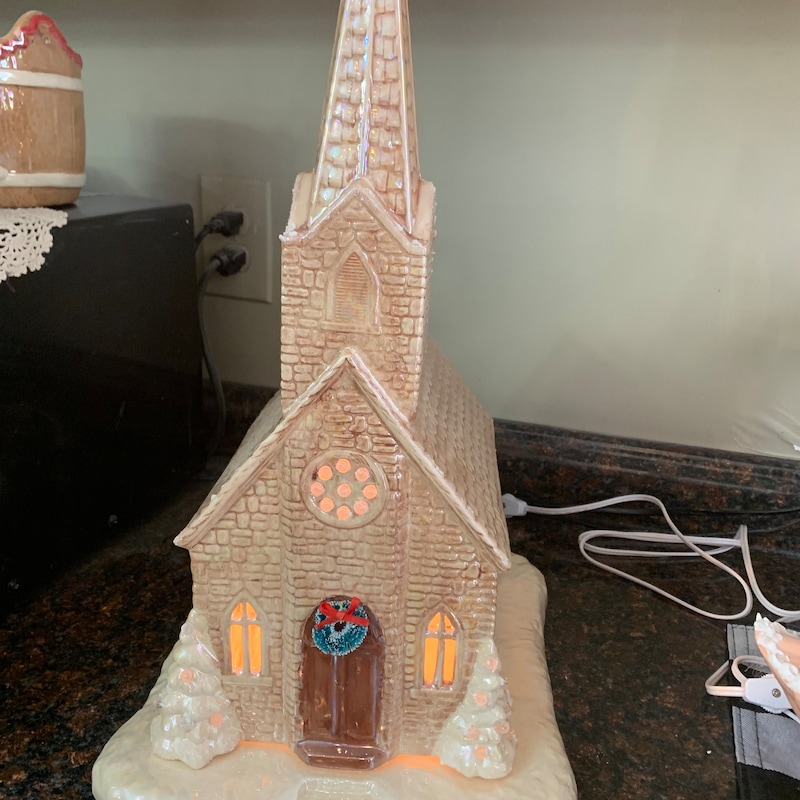 Lighted Ceramic Church - Etsy
