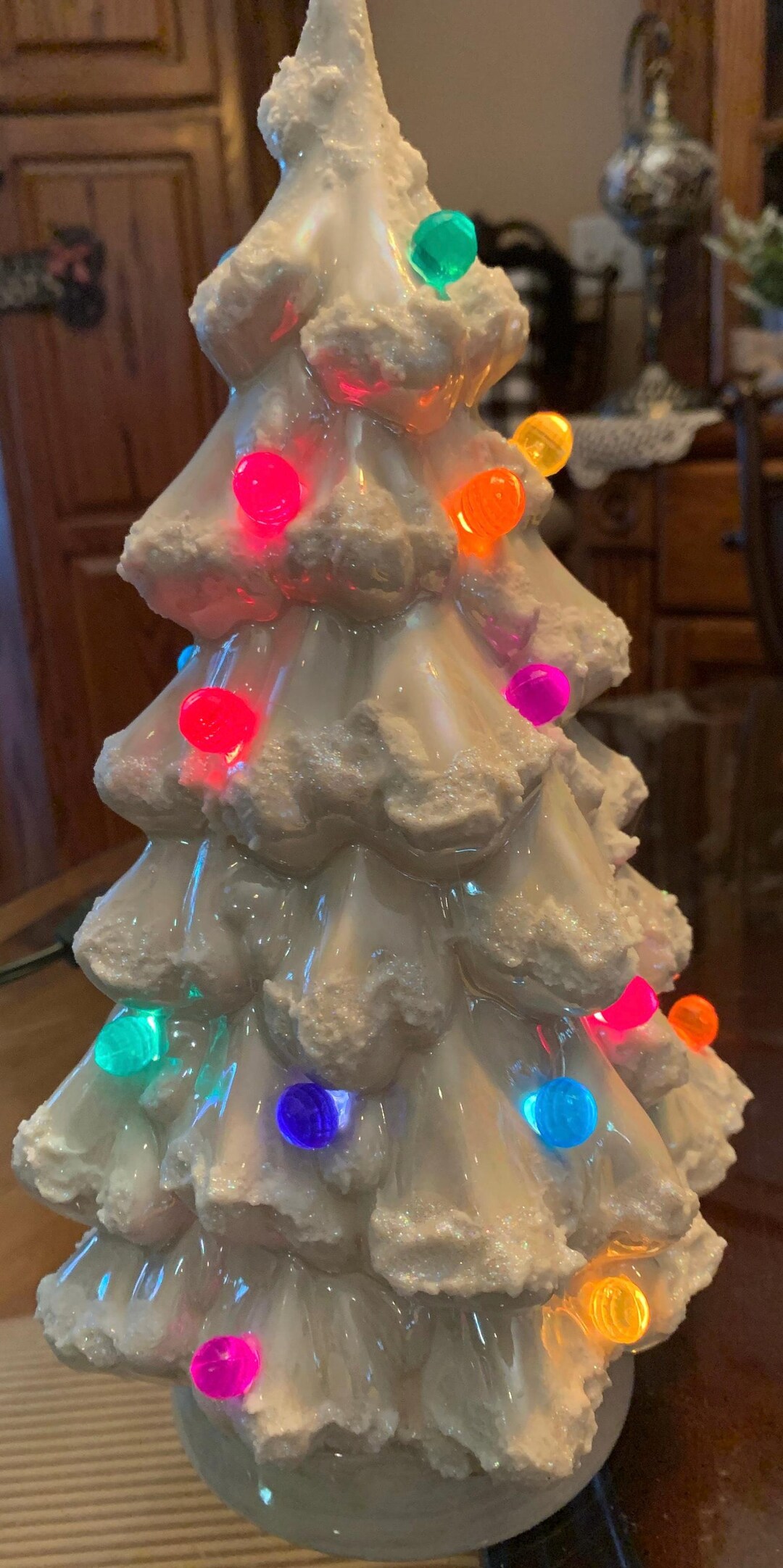 Hand-painted Ceramic Christmas Tree – Mother of Pearl Lighted Tree With ...