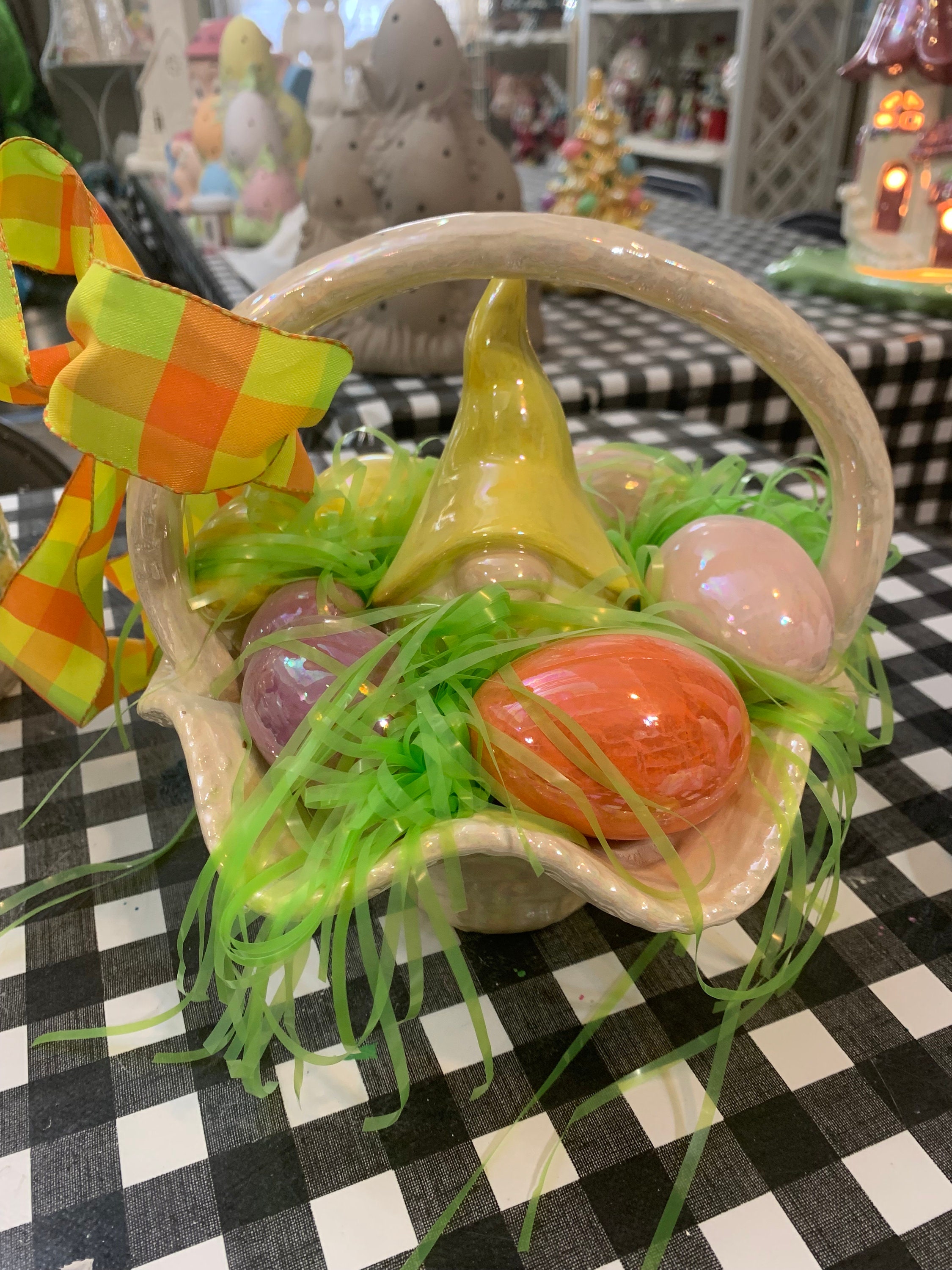 Handcrafted Ceramic Basket With Eggs - Etsy