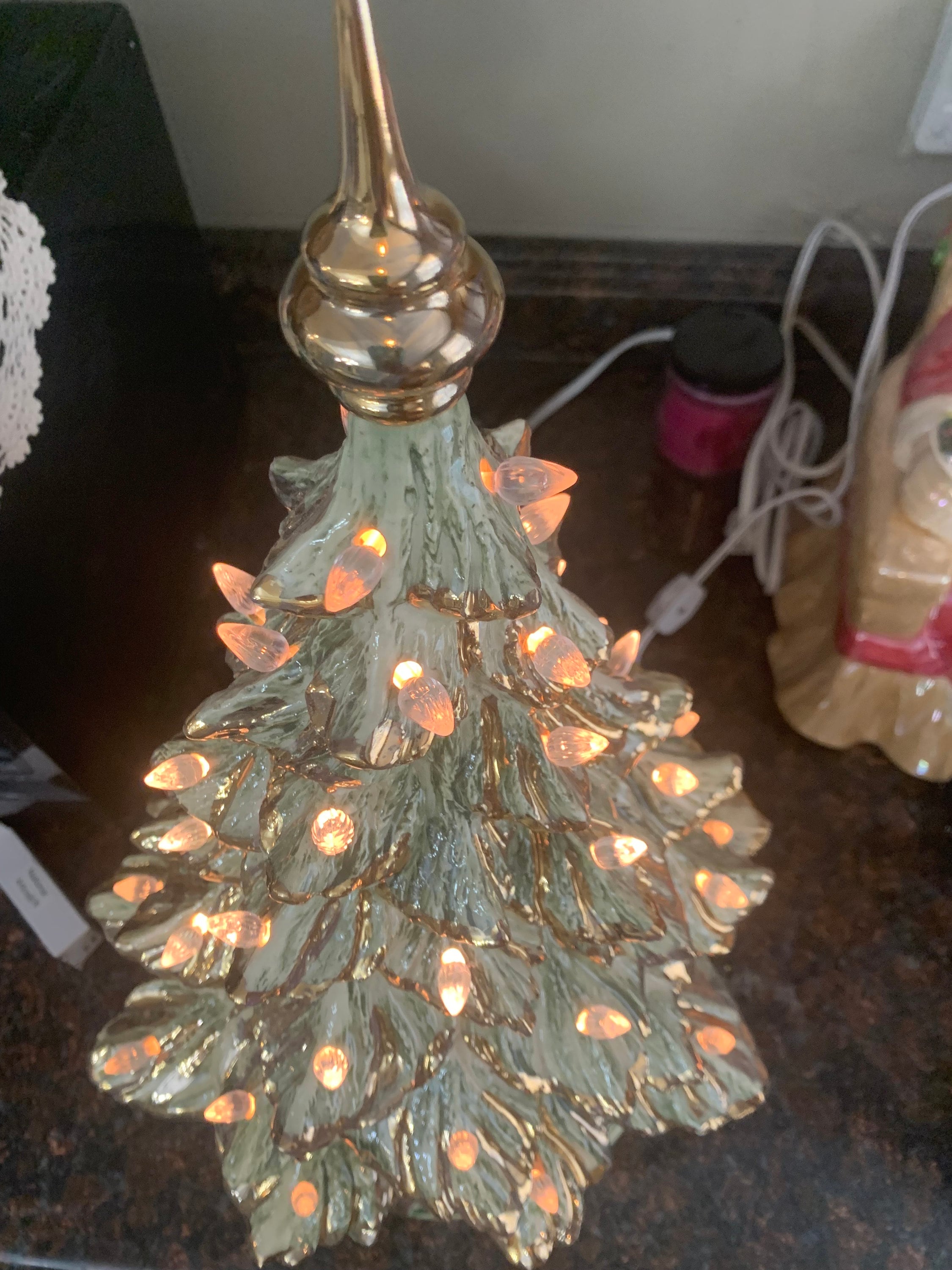 Handcrafted Light up Ceramic Christmas Tree With Gold Accent - Etsy