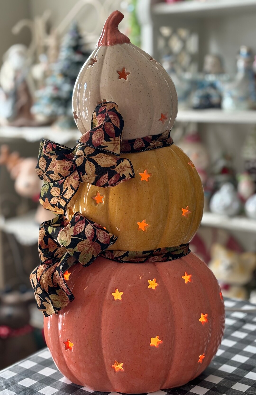 Ceramic Light up Pumpkin Stack - Etsy