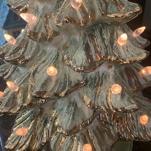 Handcrafted Light up Ceramic Christmas Tree With Gold Accent - Etsy