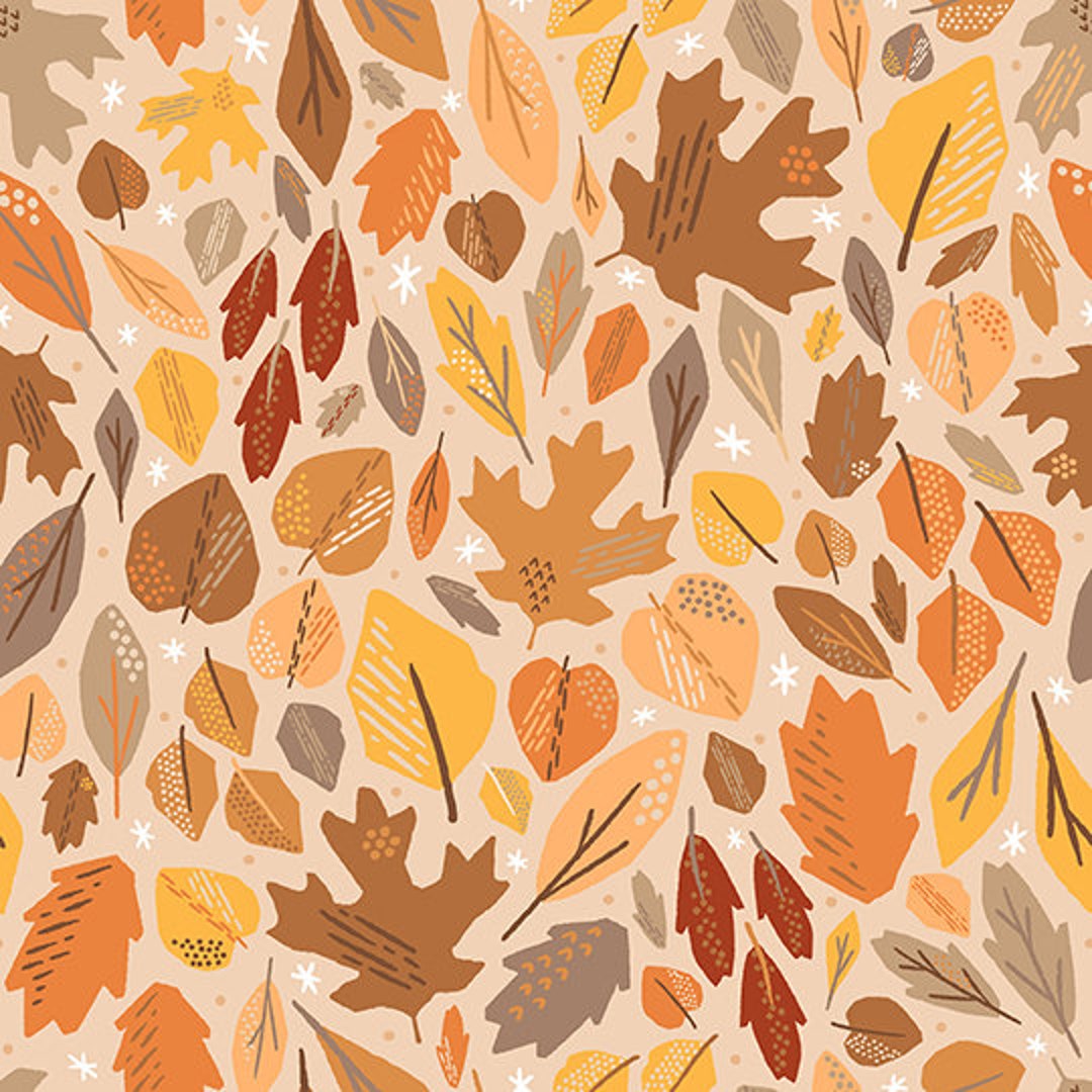 Woodland Cotton Autumn Leaves Multi-zirkus Design for Paintbrush Studio Fabrics 120-3110 One ...