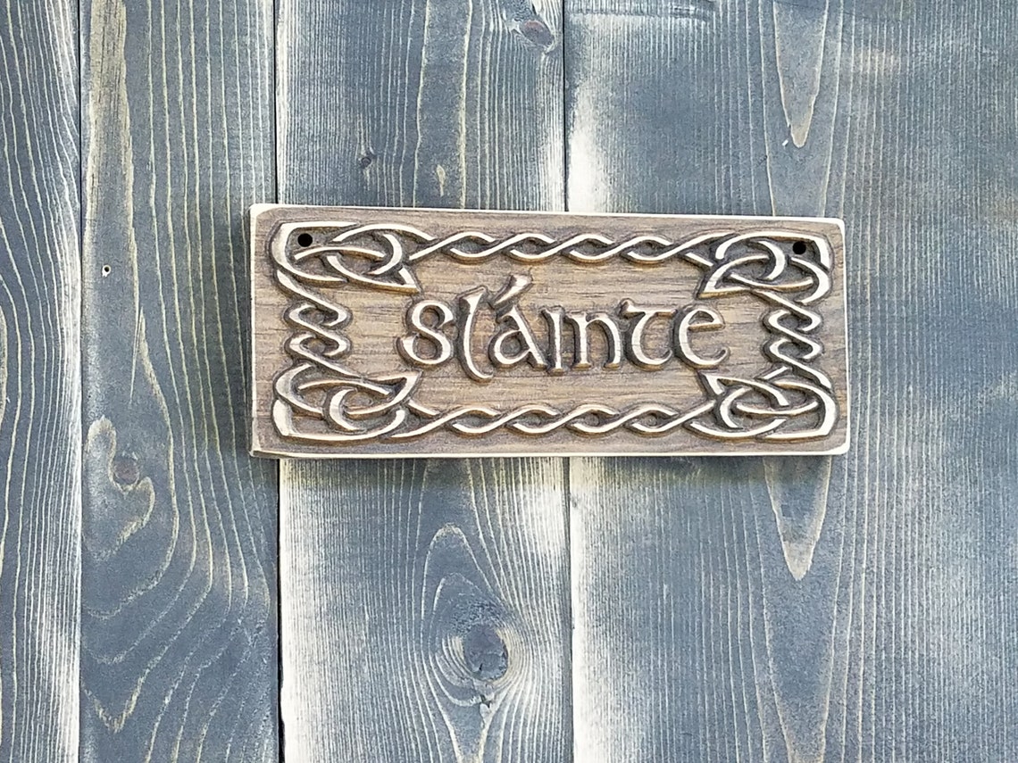 Slainte Sign Carved Wood Toast to Good Health Celtic Knot - Etsy