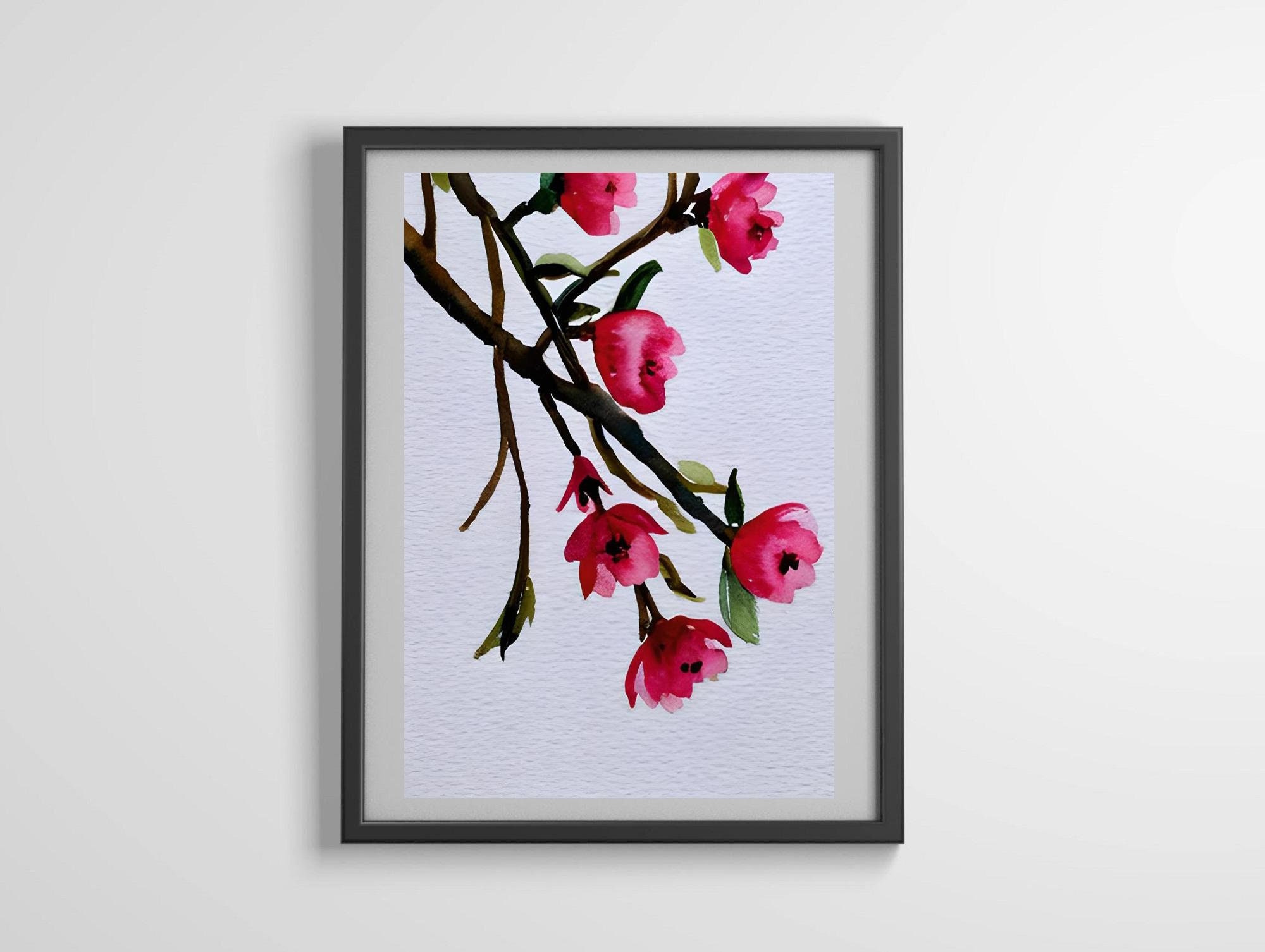 Watercolor Pink Flowers Sakura Flower Art Print - Etsy