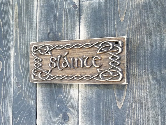 Slainte Sign Carved Wood Toast to Good Health Celtic Knot - Etsy