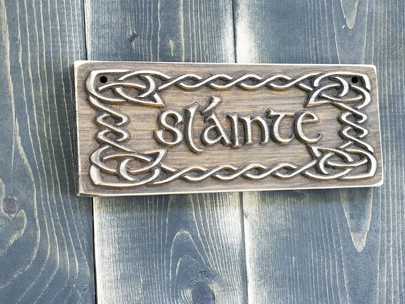 Slainte Sign Carved Wood Toast to Good Health Celtic Knot - Etsy