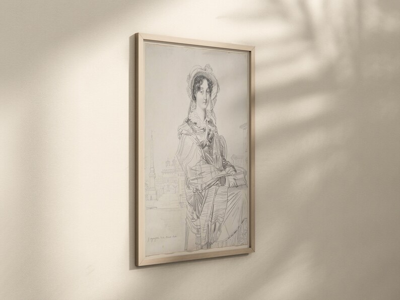 Vintage Charcoal Drawing of Woman, Mrs. Charles Badham by Jean Auguste ...